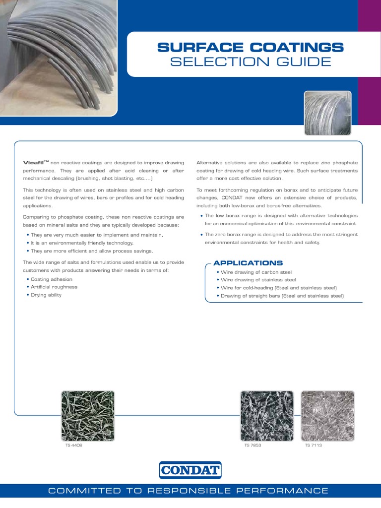 Surface Coating Selection Guide | PDF | Steel | Stainless Steel