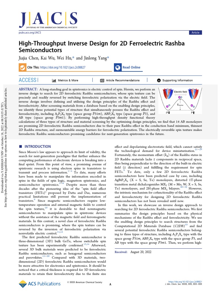 High-Throughput Inverse Design For 2D Ferroelectric Rashba ...