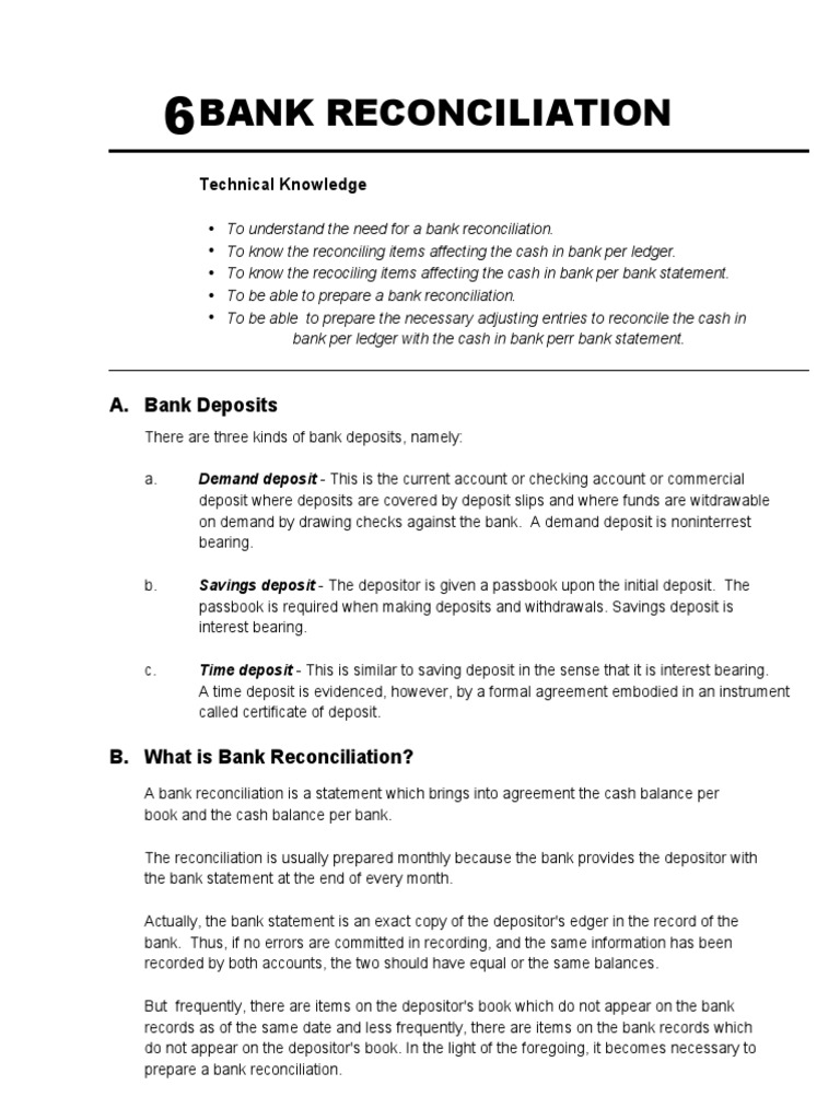 Bank Reconciliation Guide | PDF | Debits And Credits | Banks