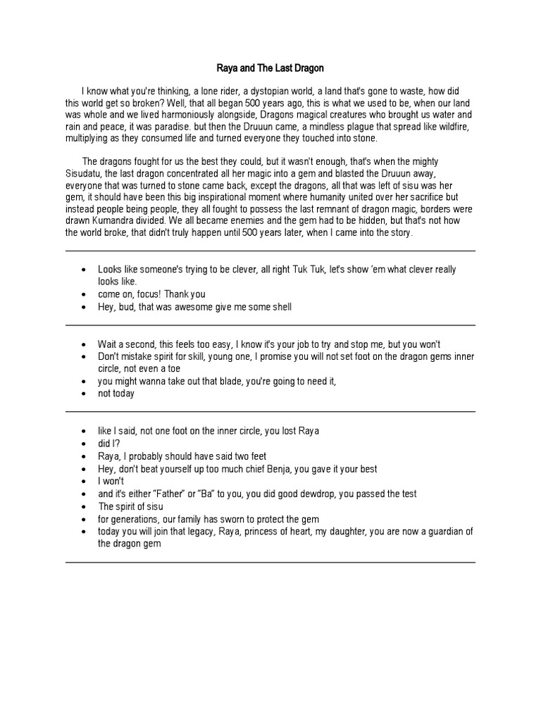 Raya and The Last Dragon | PDF