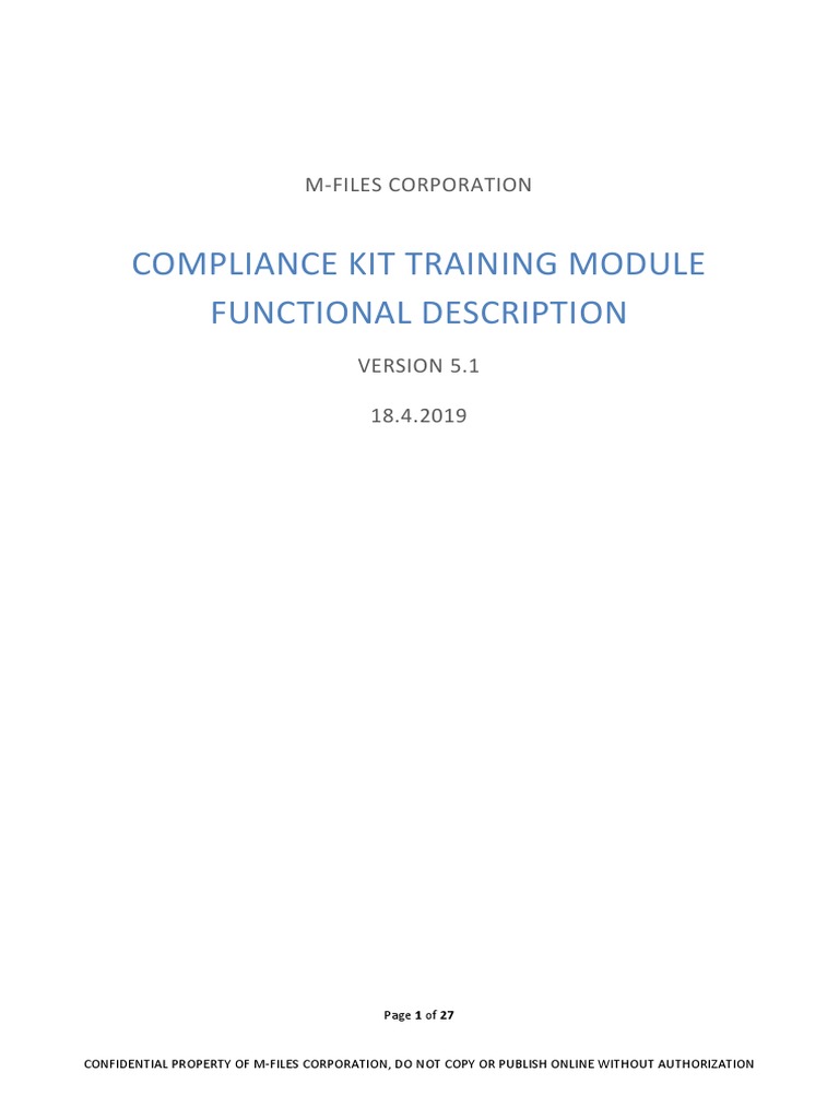 M-Files Compliance Kit Training Guide | PDF | Learning | Metadata