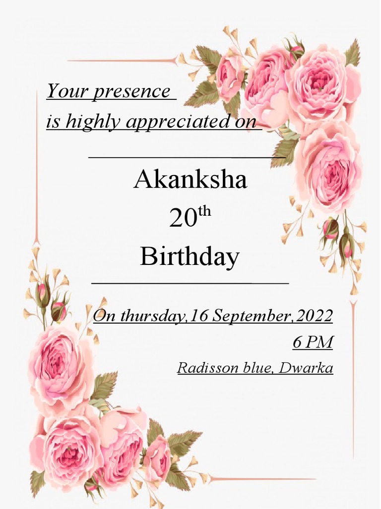 Invitation to Akanksha's 20th Birthday Celebration on September 16th at ...