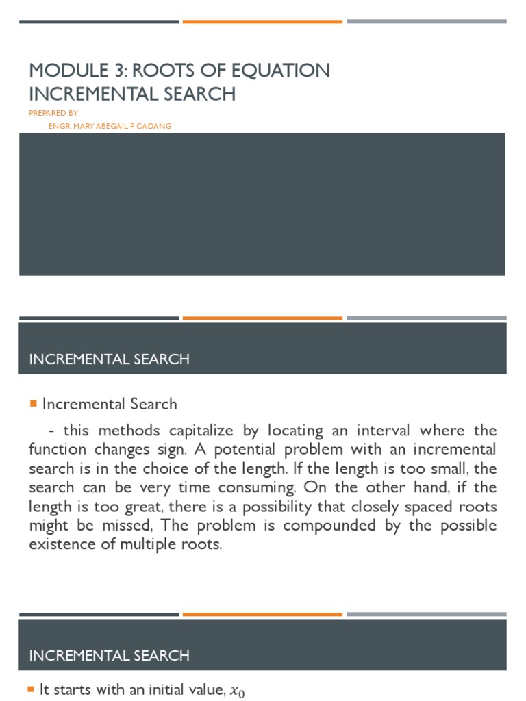 Numerical Solutions - Module 5 - Incremental Search | PDF | Algorithms ...