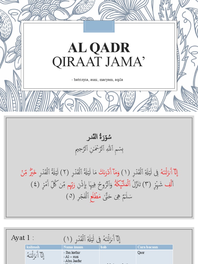 Al Qadr - Qiraat Jama' | PDF | Islamic Branches | Quran