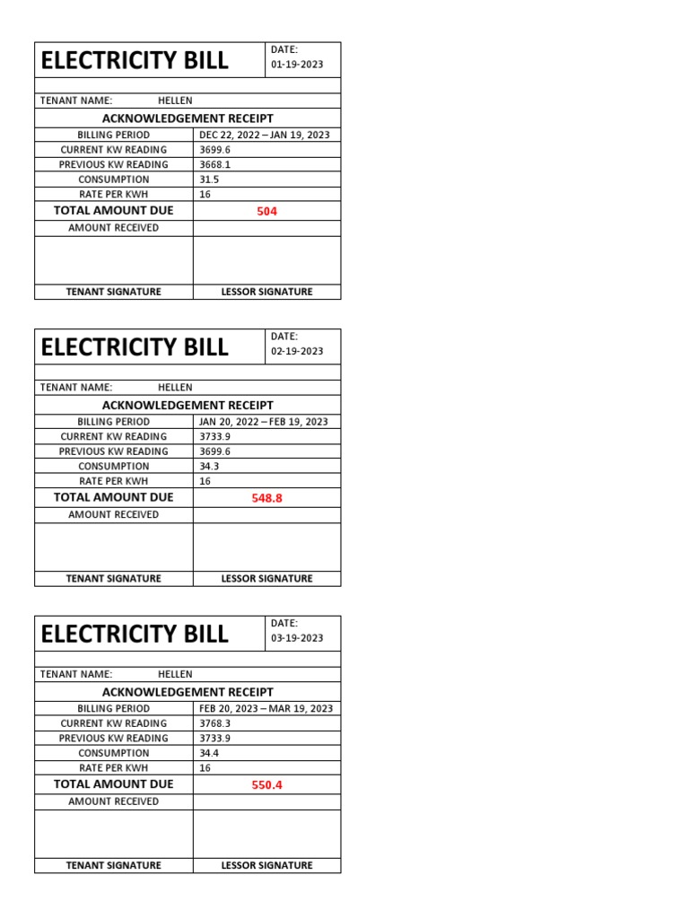 Electricity Bill Template | PDF | Law