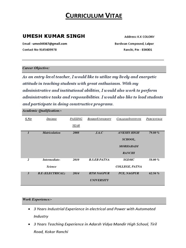 Umesh Resume New Updated | PDF | Cognition | Learning