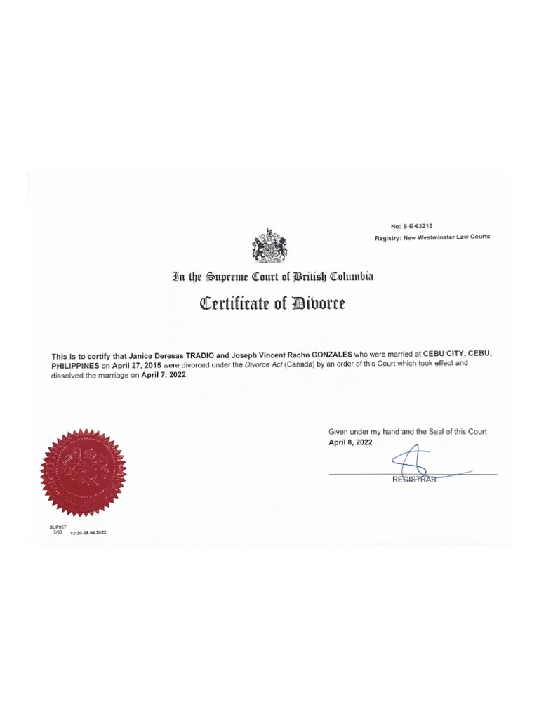 Divorce Certificate | PDF