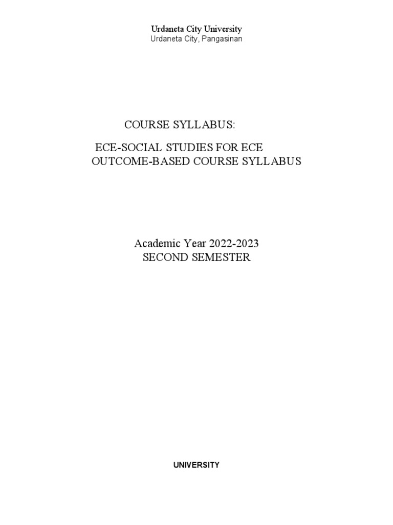 URDANETA CITY UNIVERSITY Course Syllabus - Docx E266 Social Studies For ...