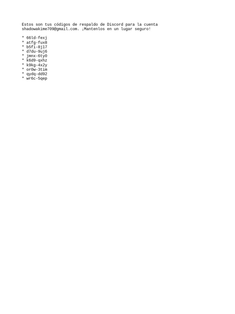 Discord Backup Codes Pdf