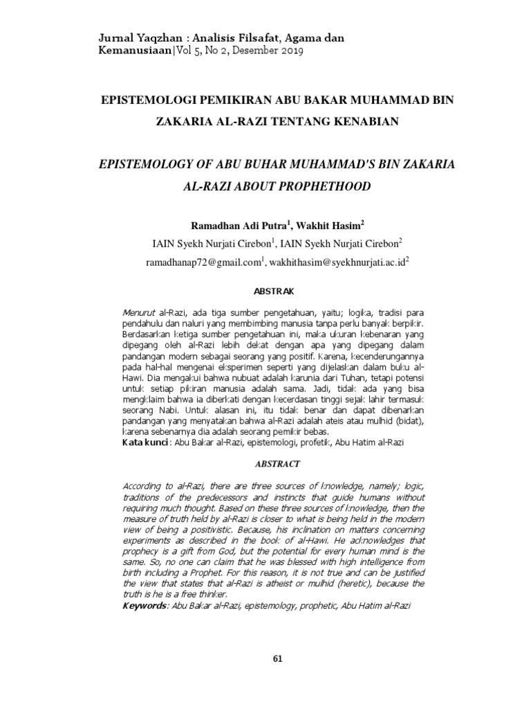 Epistemologi Al Razi | PDF