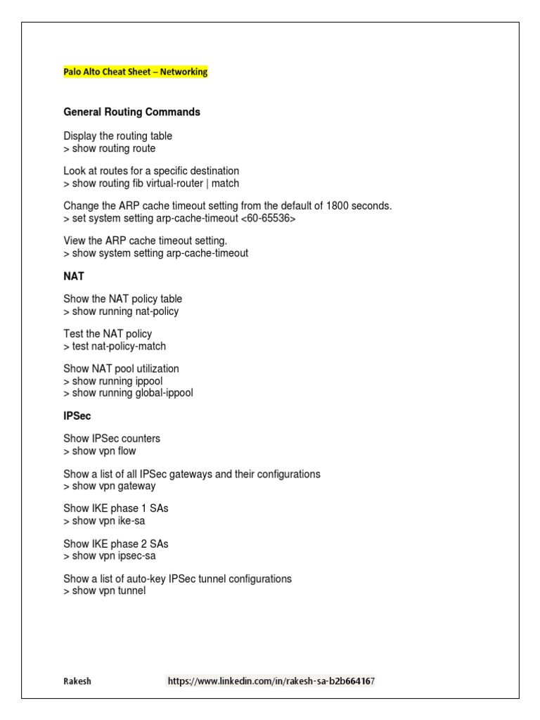 Palo Alto CLI Cheatsheet PDF | PDF