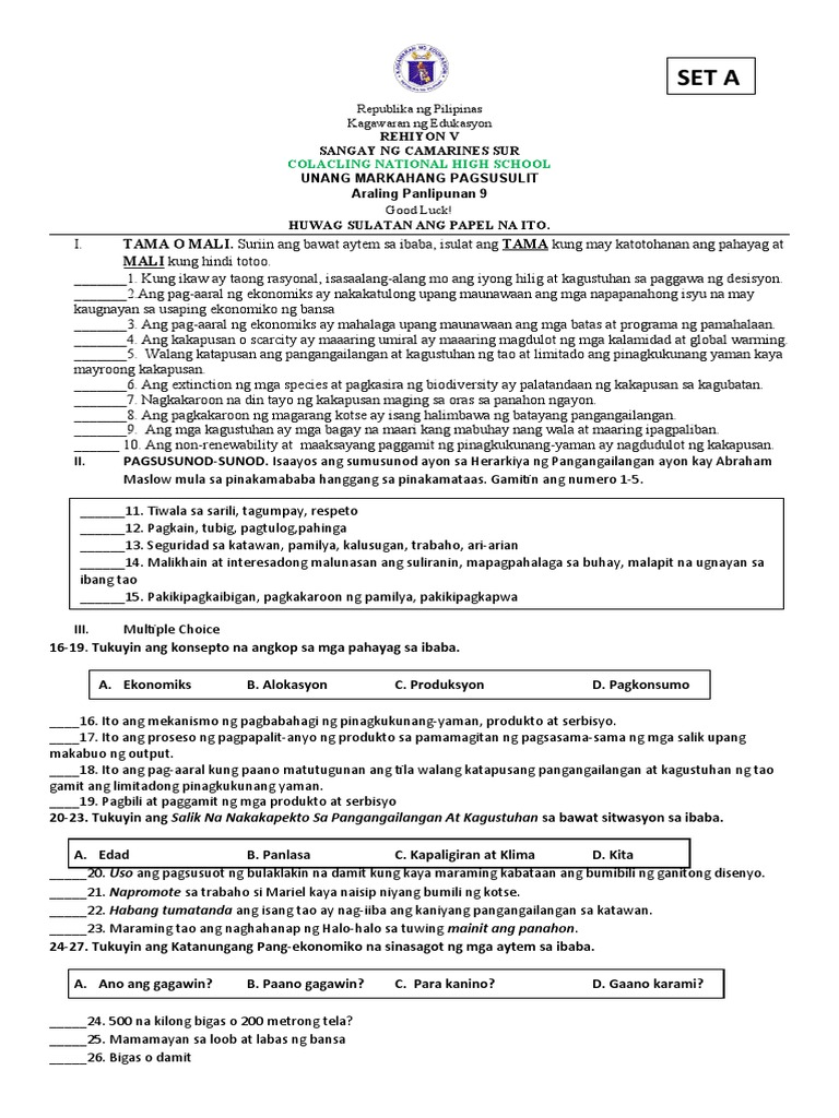 1Q - Ap9 Exam | PDF