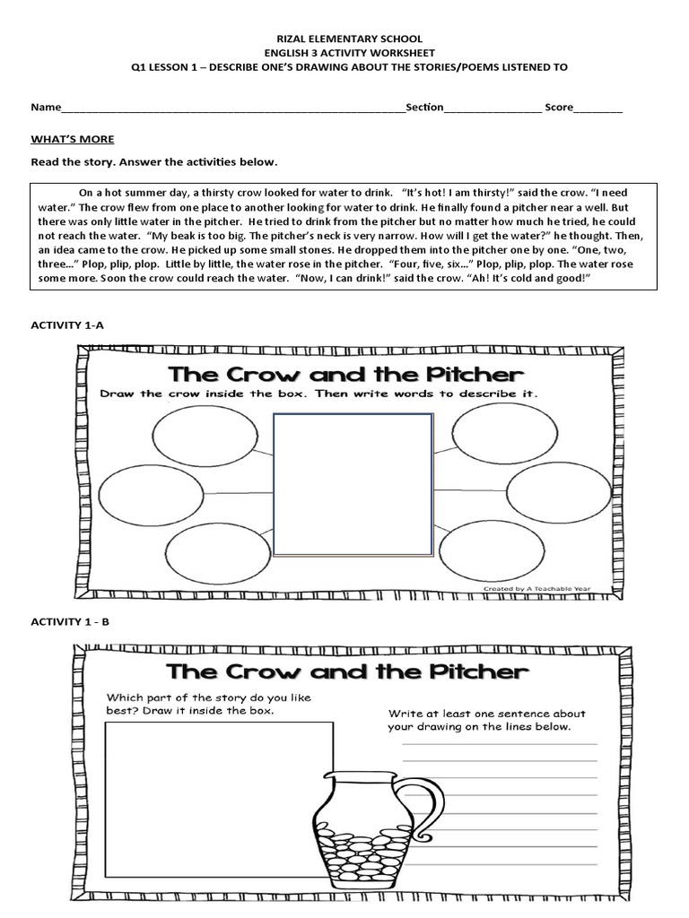 1 - Describing One's Drawing About A Character in Stories or Poems ...