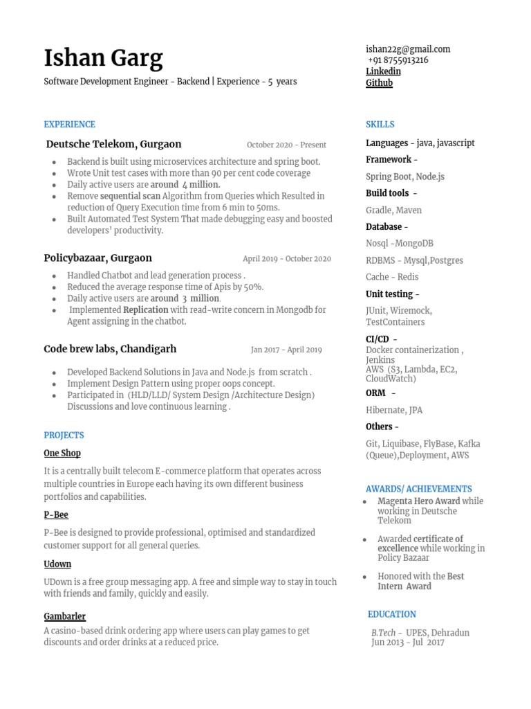 Resume and Experience Summary of Ishan Garg, a Senior Software ... Resume and Experience Summary of Ishan Garg, a Senior Software ...