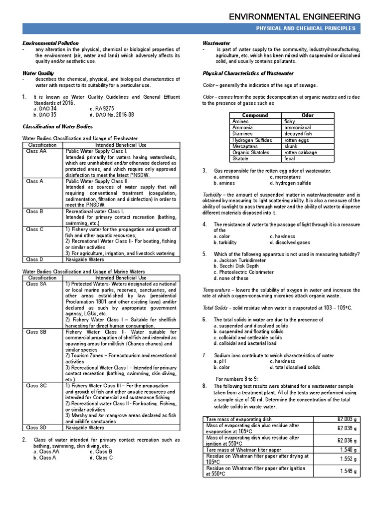 Environmental Engineering | PDF | Sewage | Water