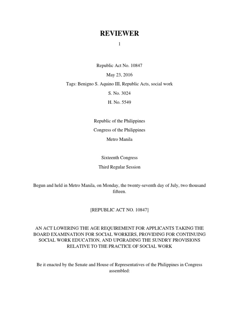 REVIEWER | PDF | Social Work | Academic Degree