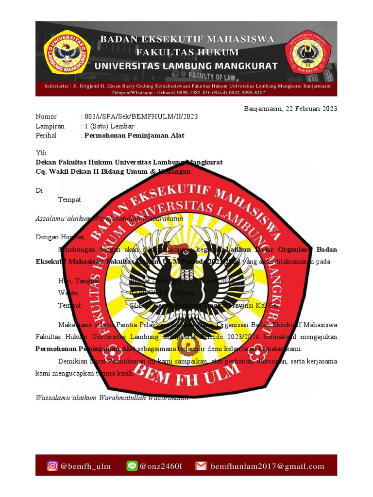 003 Surat Peminjaman Alat | PDF