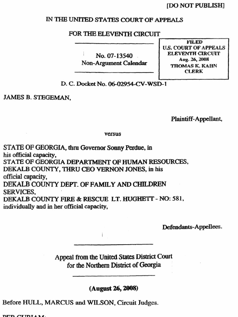 Eleventh Circuit Affirms Dismissal of Stegeman's Claims | PDF | Legal ...