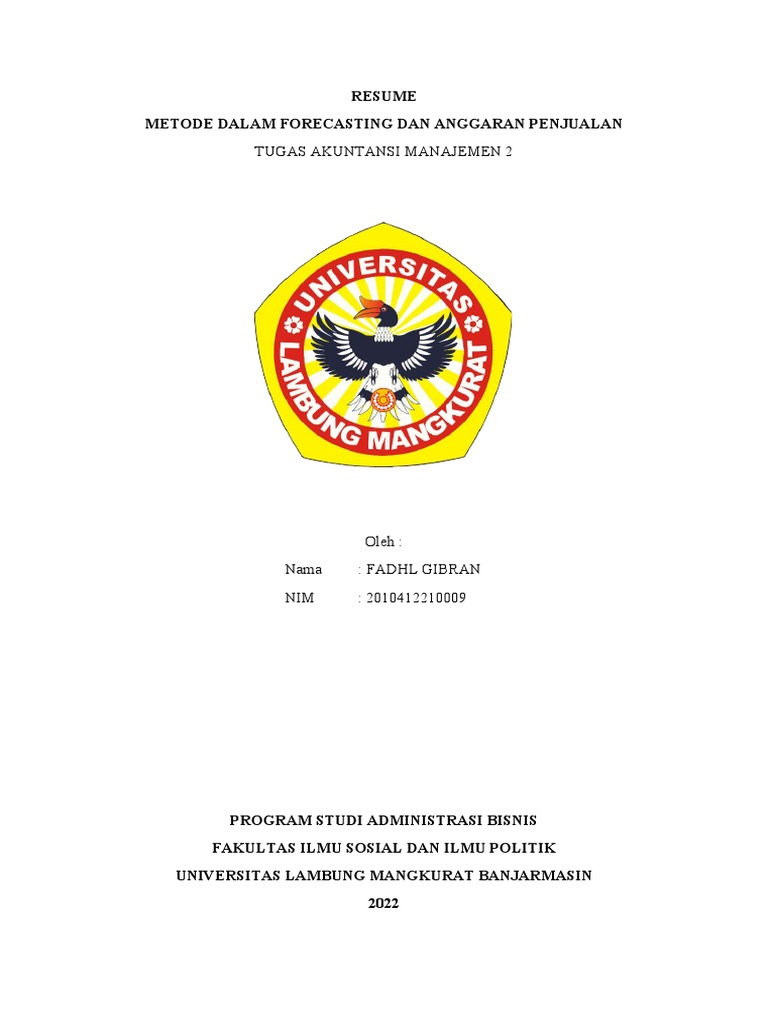 Resume Metode Dalam Forecasting Dan Anggaran Penjualan: Tugas Akuntansi ...
