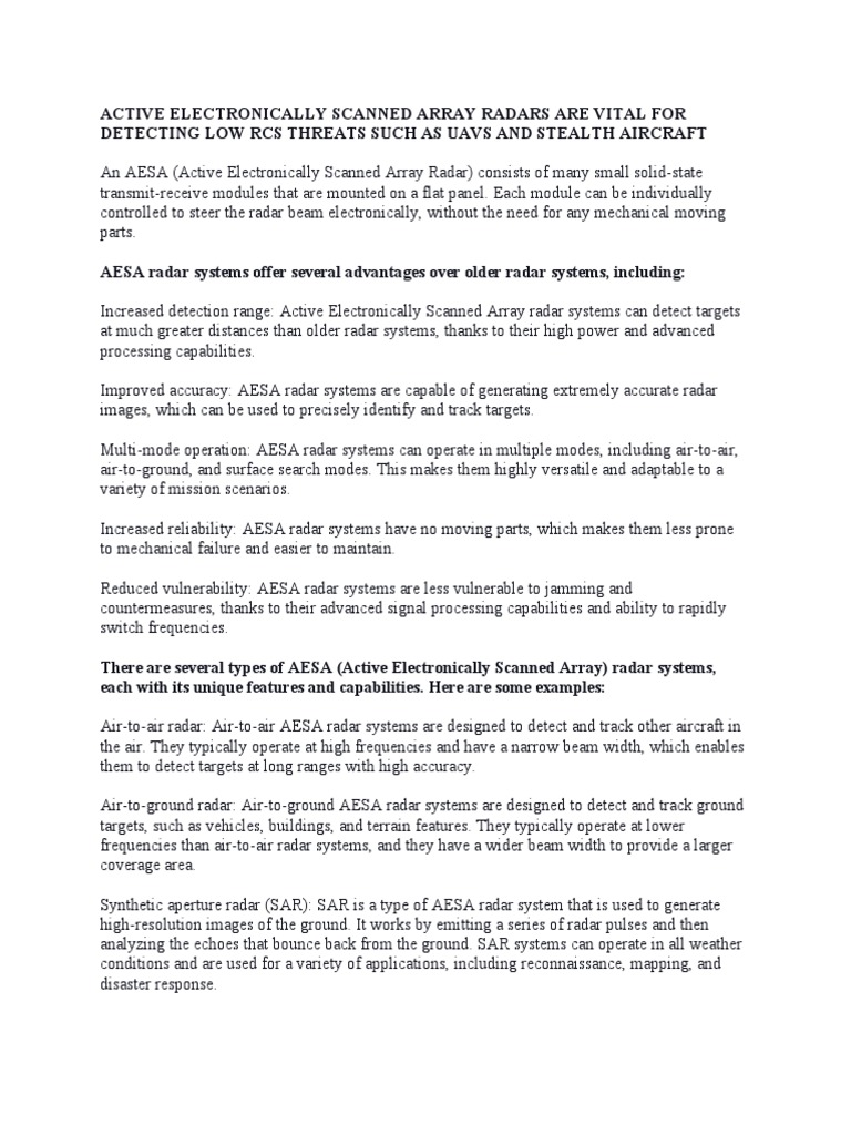 AESA Radar | Download Free PDF | Radar | Military Technology AESA Radar | Download Free PDF | Radar | Military Technology