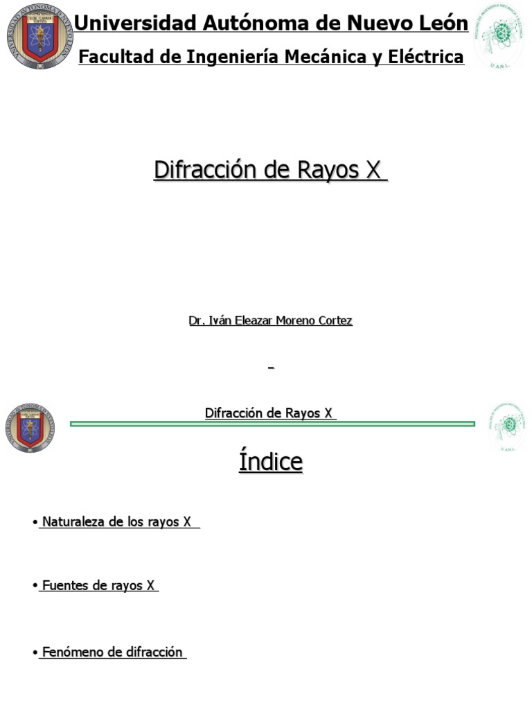 5.difraccion de Rayos X | PDF | Cristalografía de rayos X | Rayo X