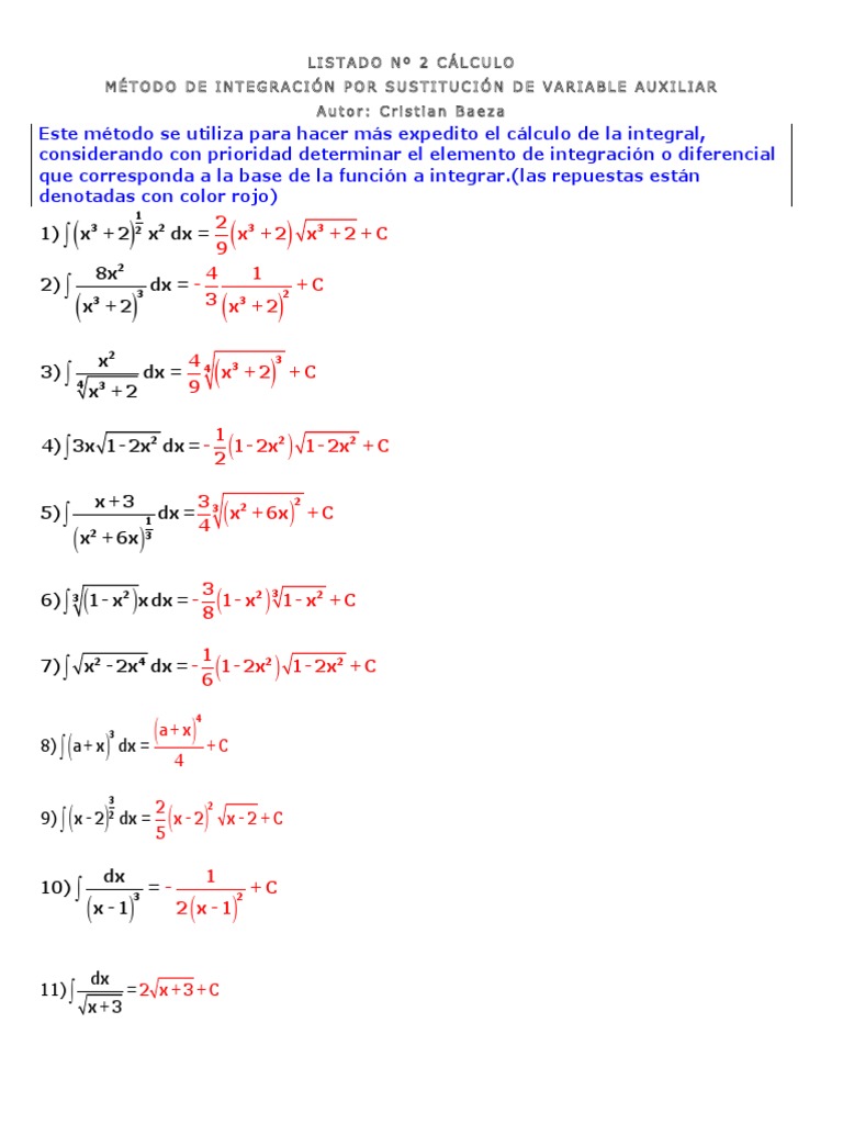 Integral Por Sustitución | PDF | Integral | Relaciones matematicas