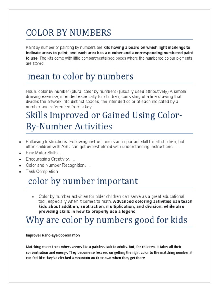 Color by Numbers | Download Free PDF | Color | Cognitive Psychology