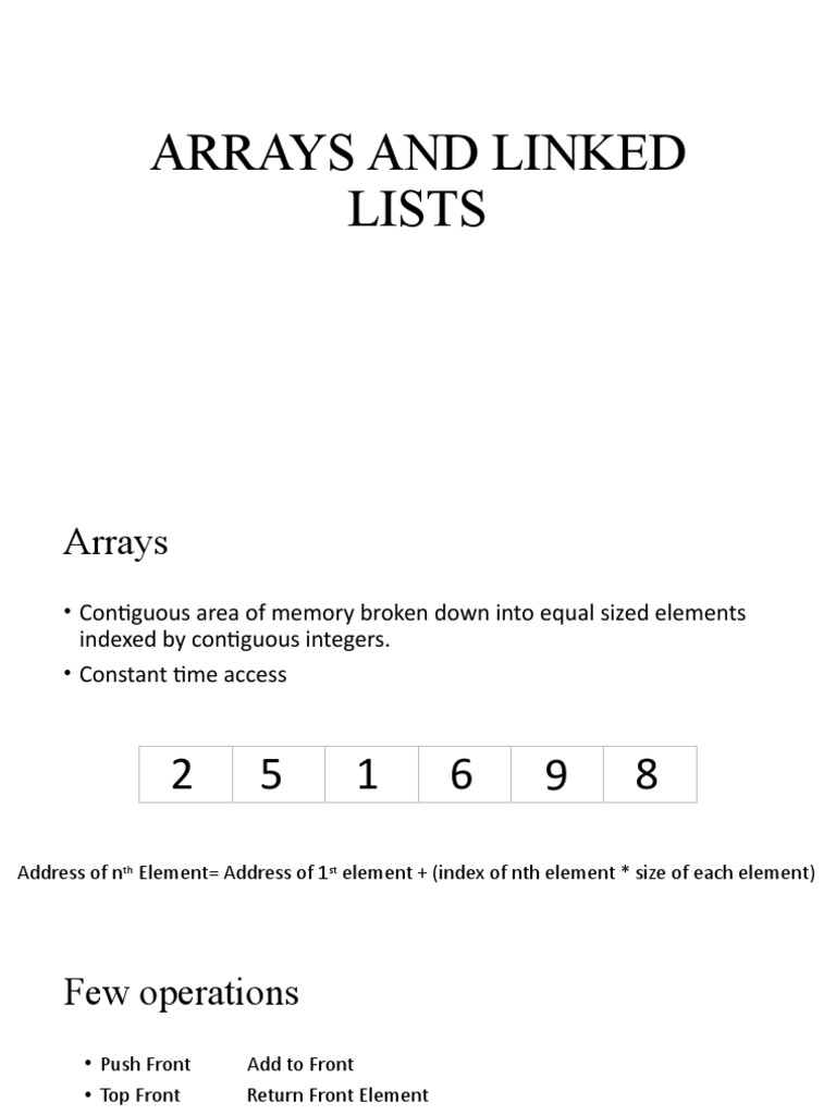 6 - Arrays and Linked Lists | PDF | Computer Science | Computing 6 - Arrays and Linked Lists | PDF | Computer Science | Computing