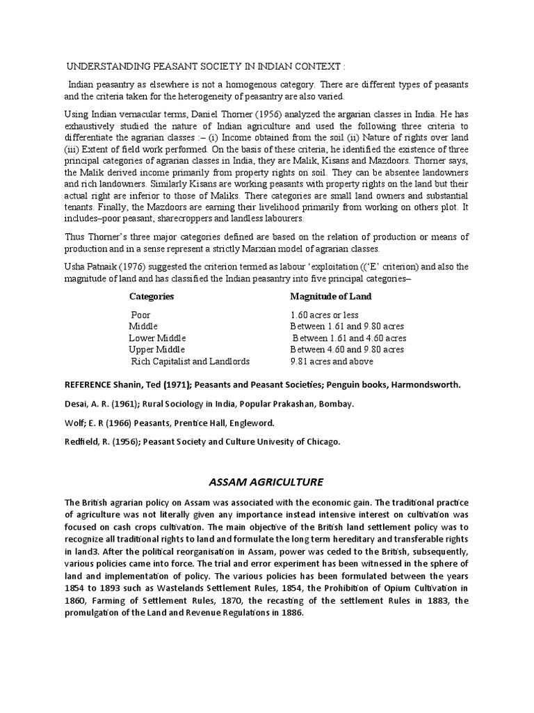 Understanding Peasant Society in Indian Context | PDF | Loans | Peasant