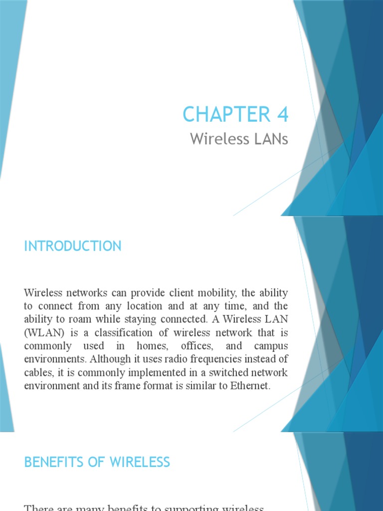 CHAPTER 4 Wireless LANs | PDF | Wireless Lan | Computer Network