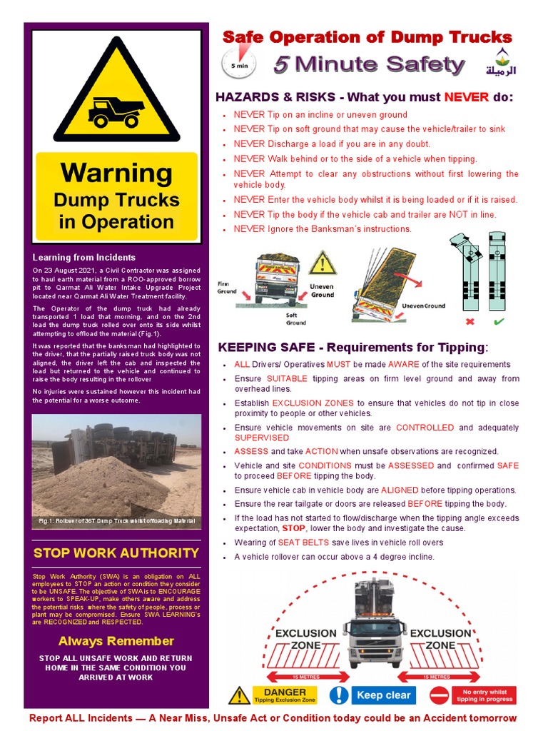 TBT BULLETIN - Safe Operation of Dump Trucks - English PDF | PDF ...