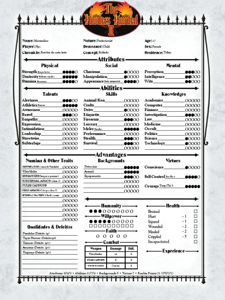V20 HH2 1-Page Interactive PDF | PDF | Role Playing Games