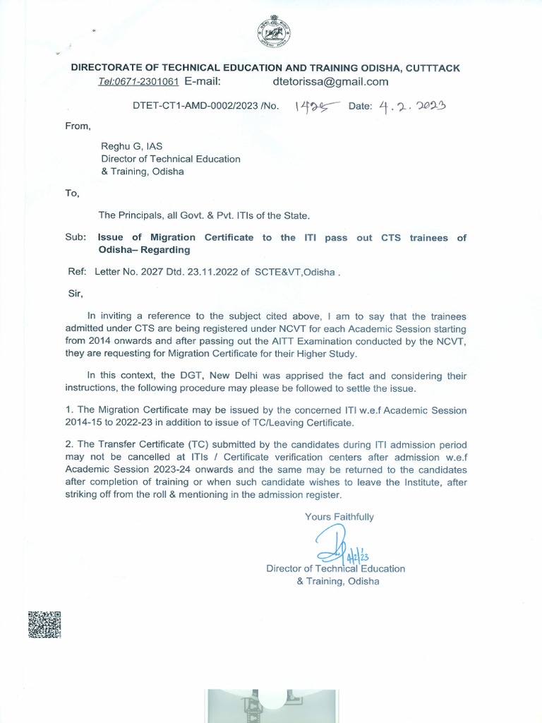 Issue of Migration Certificate PDF | PDF