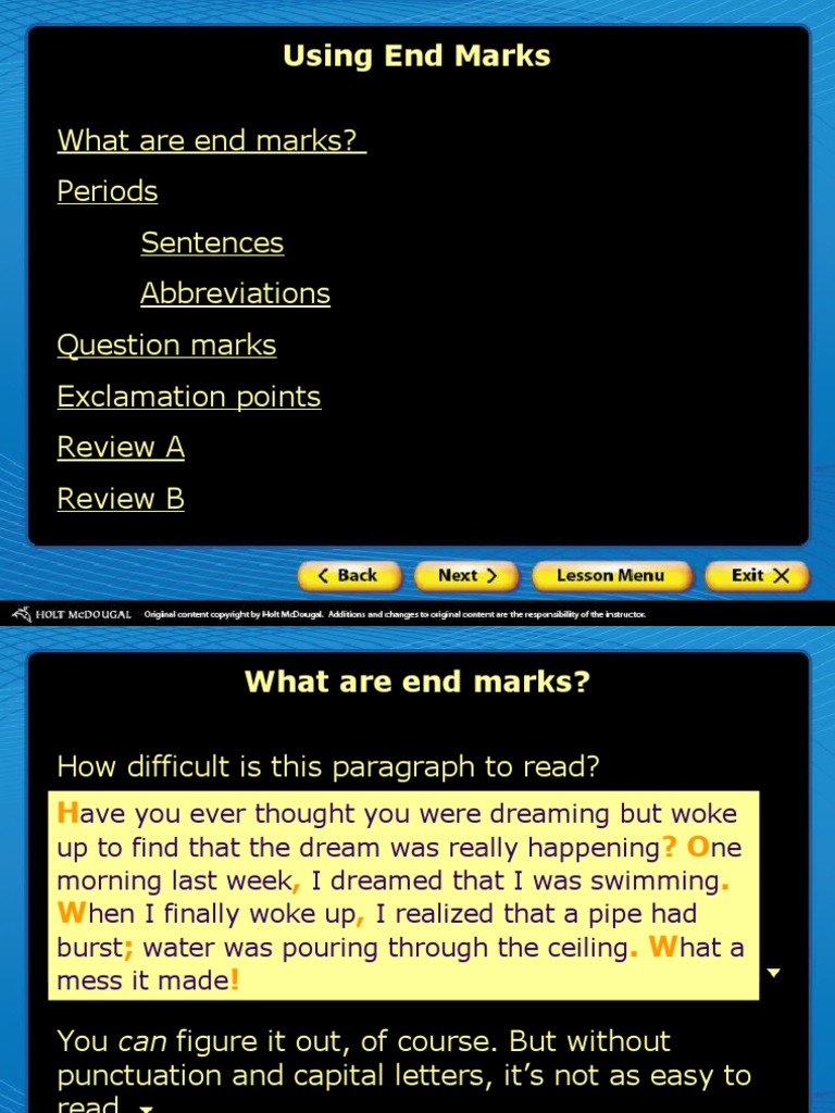 Lesson 18 Using End Marks | PDF | Anno Domini | Question