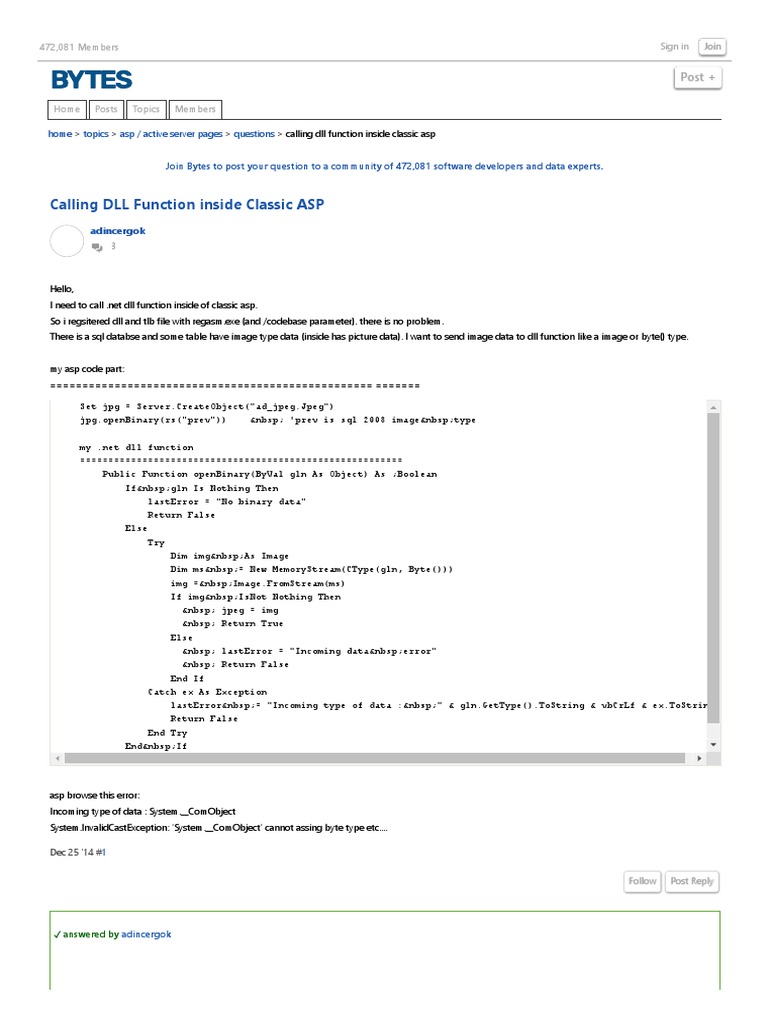 Calling DLL Function Inside Classic ASP | Download Free PDF | Active ...