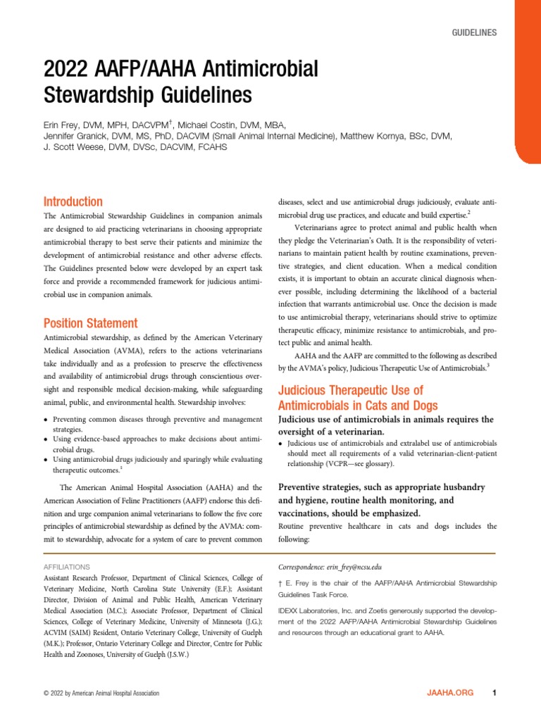 2022 Aafp - Aaha Antimicrobial Stewardship Guidelines | PDF | Infection ...