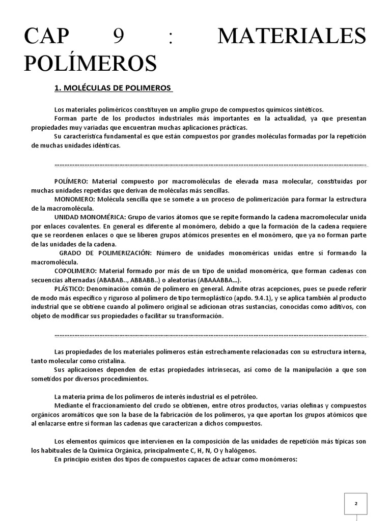 Cap 9 | PDF | Polímeros | Macromoléculas
