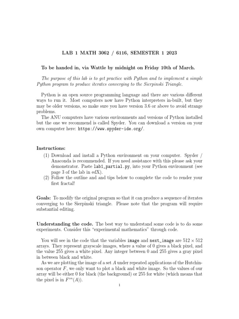 MATH3062 S12023 Lab 1 New | Download Free PDF | Python (Programming Language) | Computer Programming