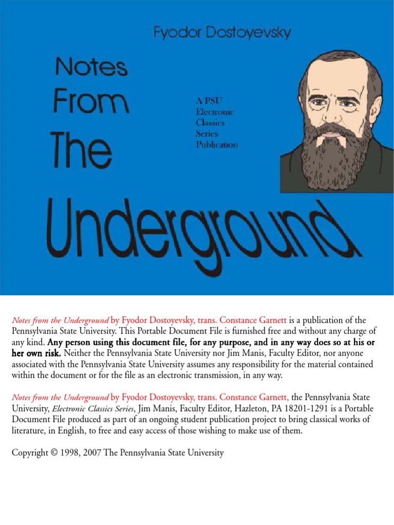 Fyodor Dostoevsky - Notes From The Underground | PDF | Psychological ...