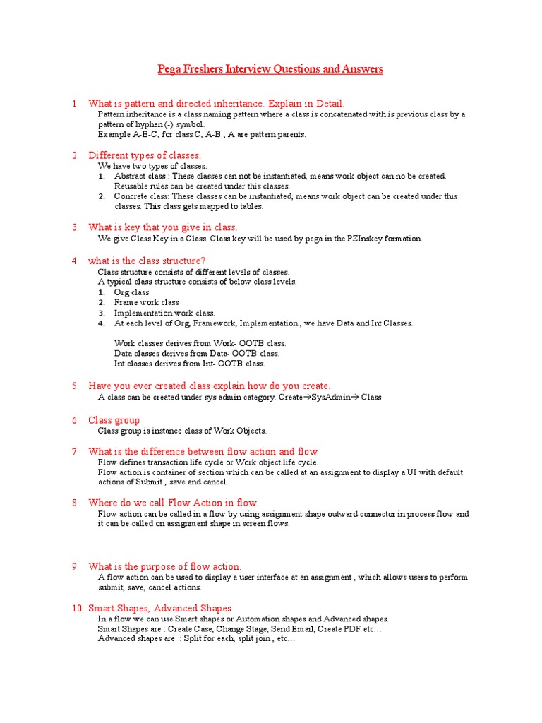 Commonly Asked Pega Interview Questions | PDF | Class (Computer ...