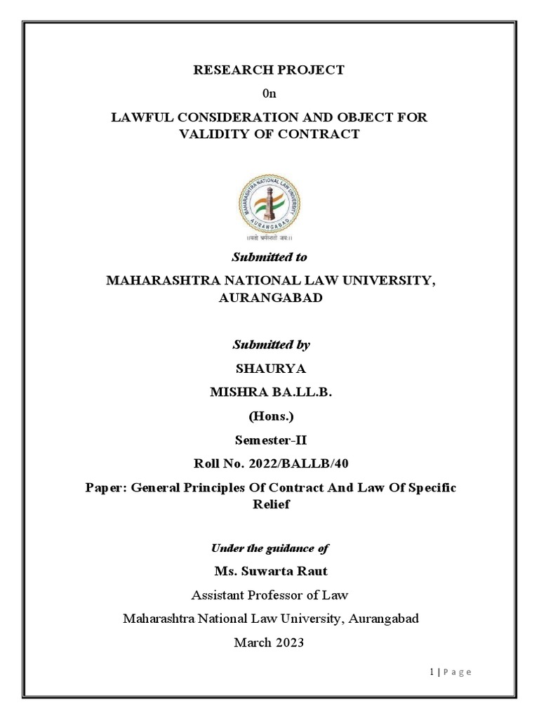 RESEARCH PROJECT of Contract 2 | PDF | Consideration | Copyright