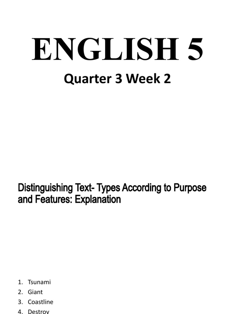 English 5 Quarter 3 Week 2 | PDF | Tsunami | Digestion