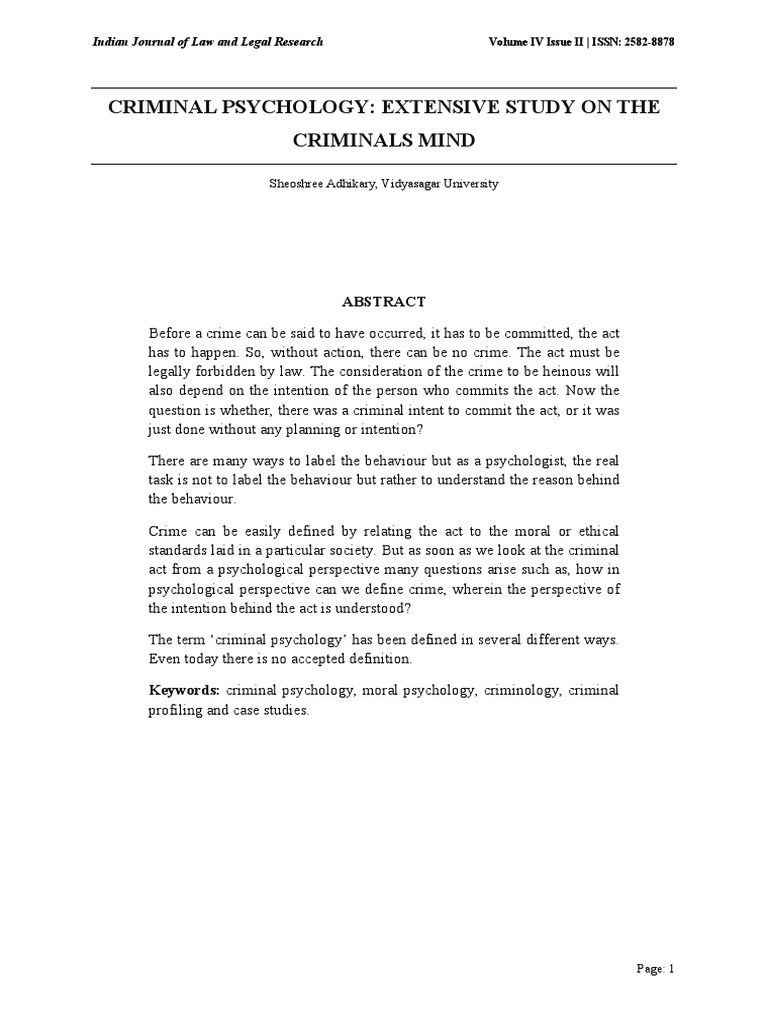 CRIMINAL PSYCHOLOGY (Published) | PDF | Offender Profiling | Criminology