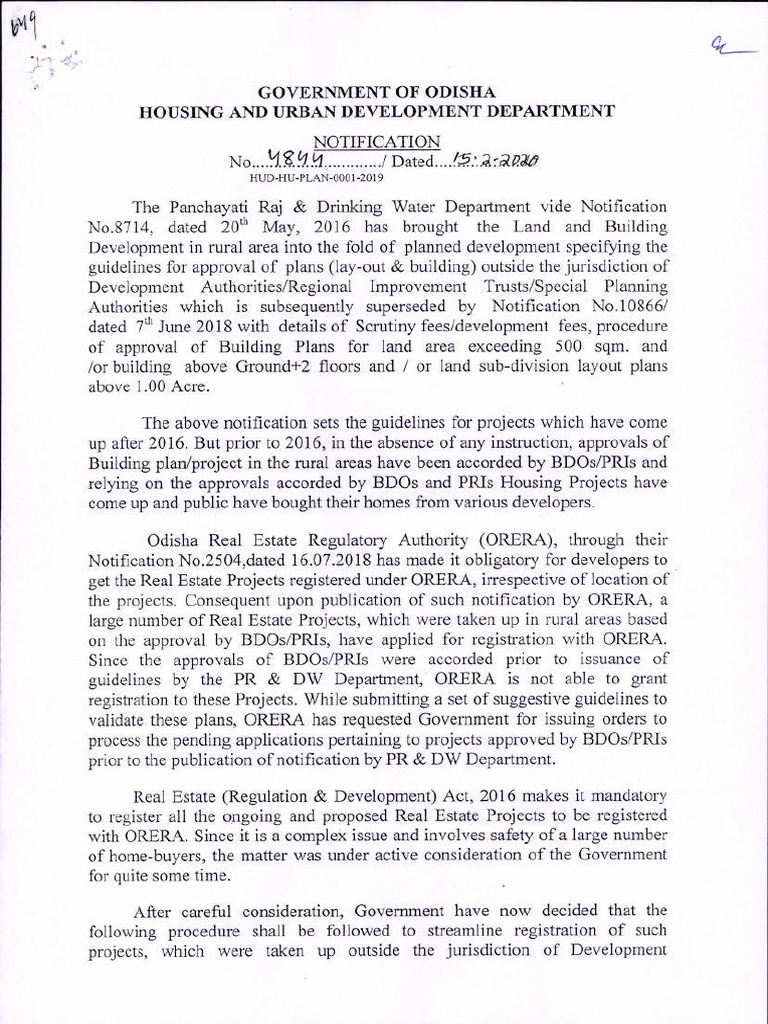 Notification On Procedure To Be Followed For Registration of Projects | PDF