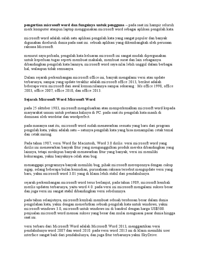 MENGURAI FUNGSI DAN MANFAAT MICROSOFT WORD | PDF