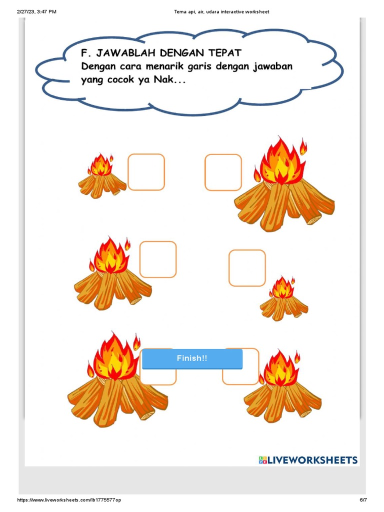 Tema Api, Air, Udara Interactive Worksheet | PDF
