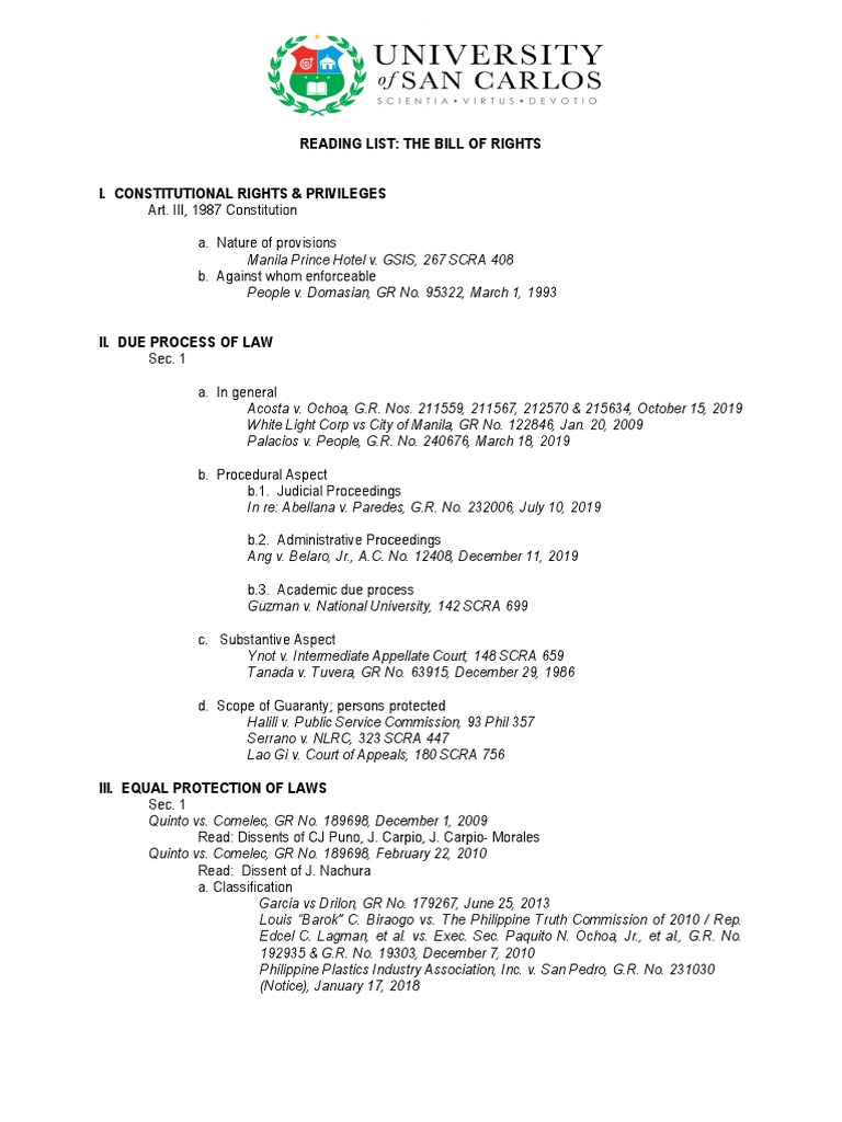 Bill of Rights Overview and Cases | PDF | Search Warrant | Bail