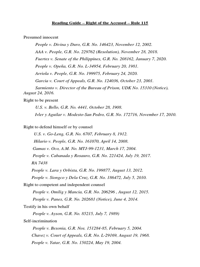 007 Rights of The Accused RG | PDF | Separation Of Powers | Justice