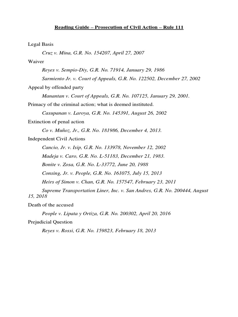 003 Prosecution of Civil Action RG | PDF | Law