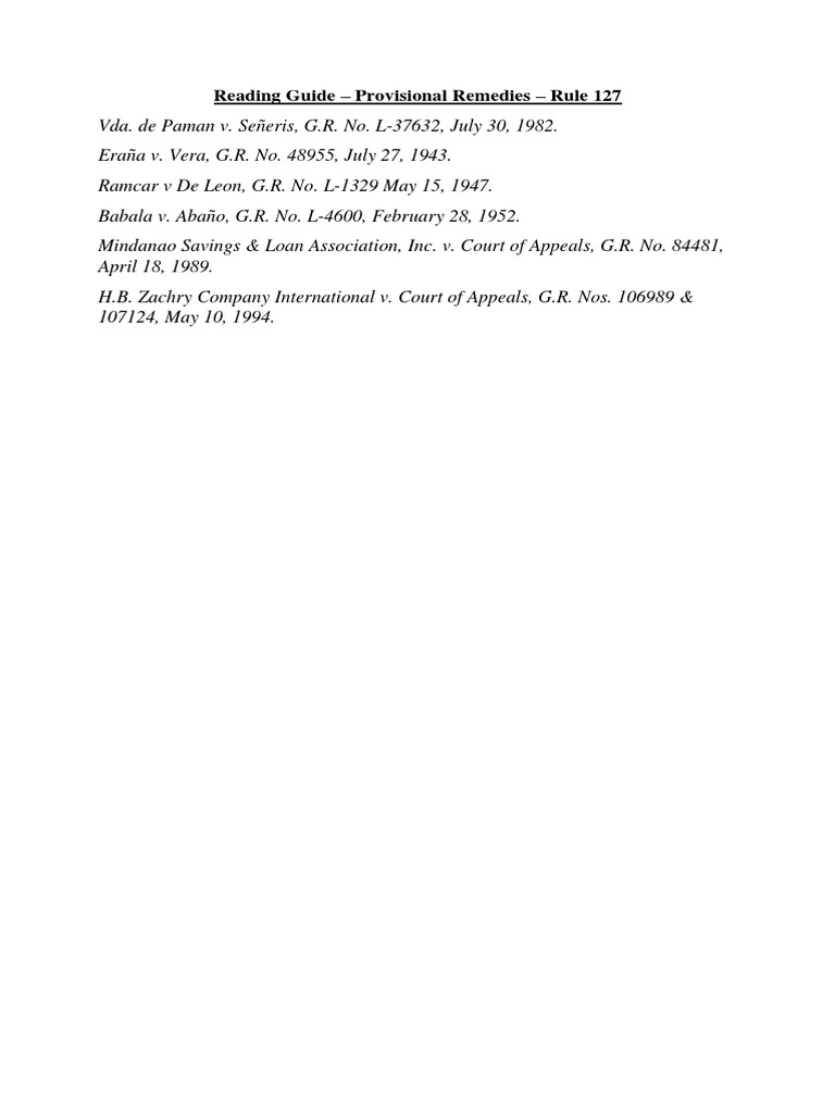 018 Provisional Remedies RG PDF | PDF
